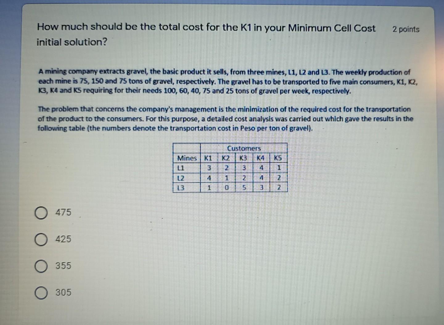 Solved how much should be the total cost for K1 in your | Chegg.com