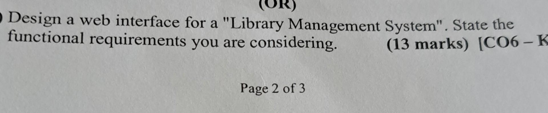 Solved Design a web interface for a "Library Management | Chegg.com