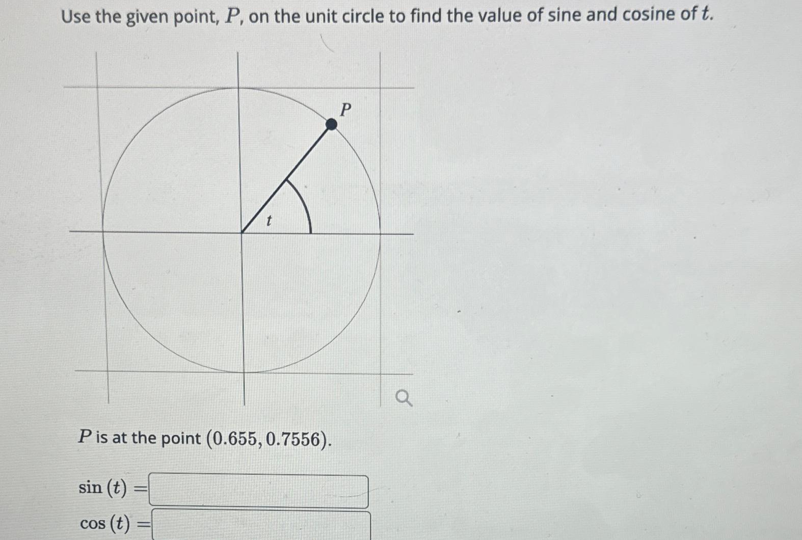 Solved Use the given point, P, ﻿on the unit circle to find | Chegg.com