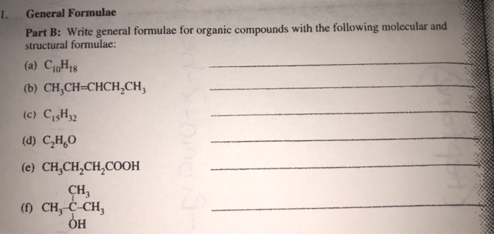 Solved 1. General Formulae Part B: Write general formulae | Chegg.com