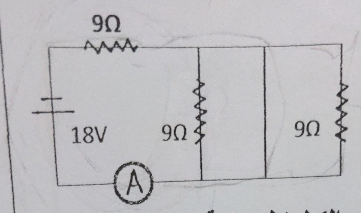 Solved In the following circuit, the reading of the ammeter | Chegg.com