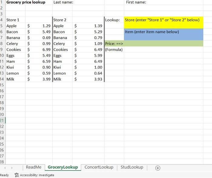 Solved Grocery price check: a price lookup depending on the | Chegg.com