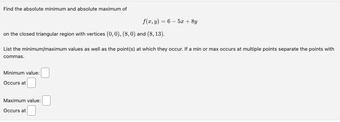 Solved Find the absolute minimum and absolute maximum | Chegg.com