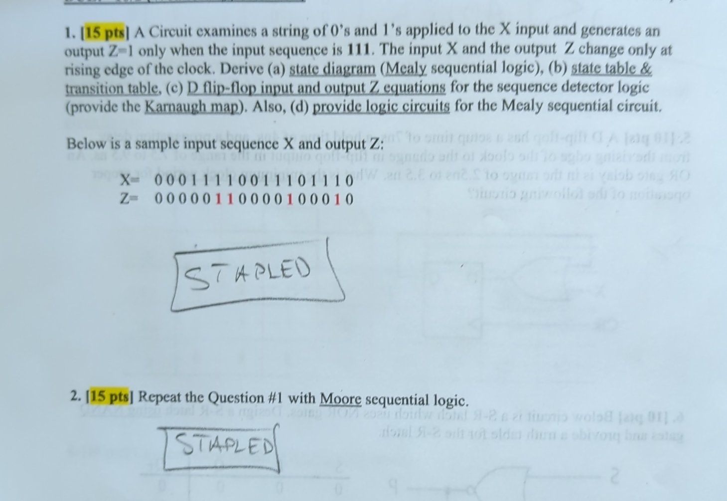 Solved [15 ﻿pts] ﻿A Circuit examines a string of 0 's and | Chegg.com