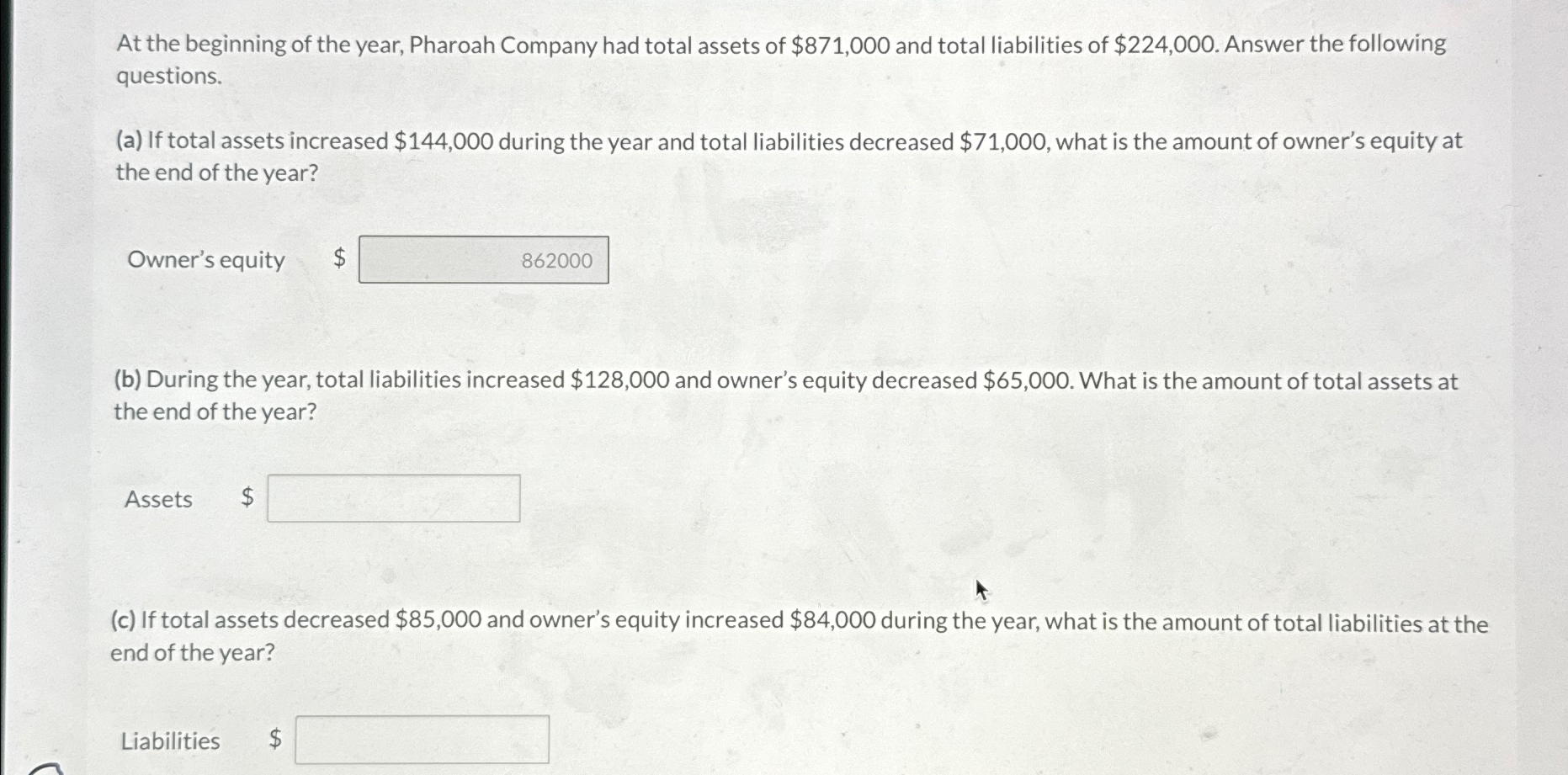 Solved At the beginning of the year, Pharoah Company had | Chegg.com