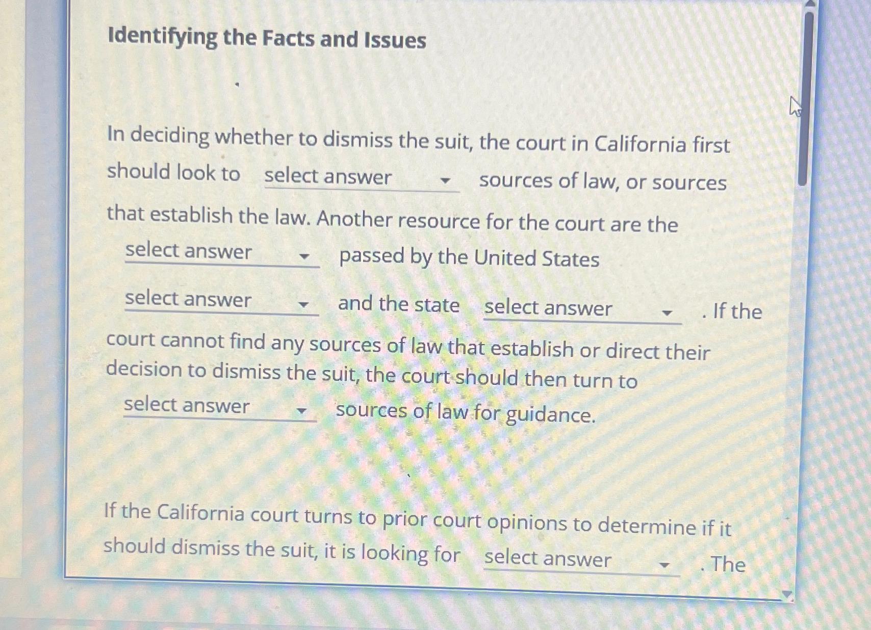 Solved Identifying the Facts and IssuesIn deciding whether | Chegg.com