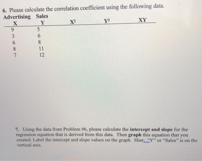Solved 6. Please calculate the correlation coefficient using | Chegg.com