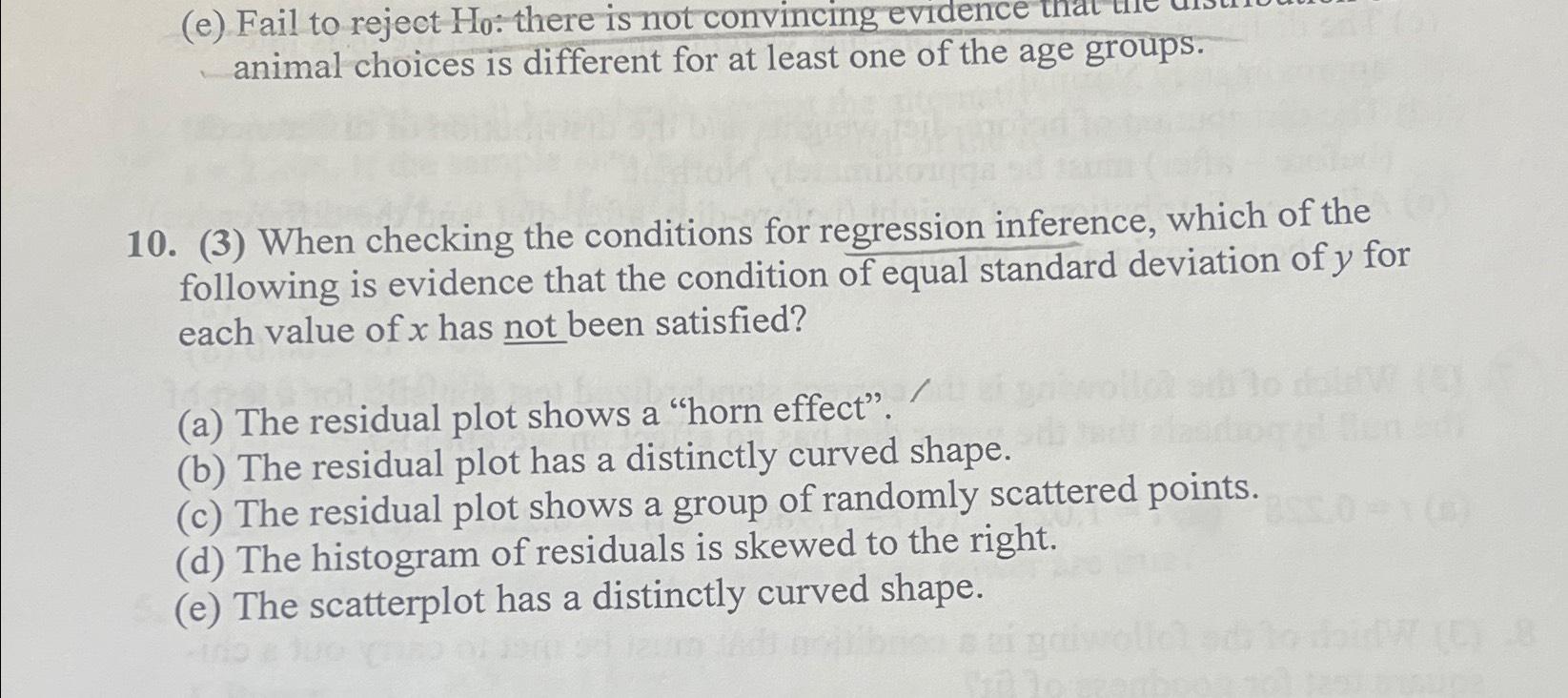 Solved 10. (3) ﻿When checking the conditions for regression | Chegg.com