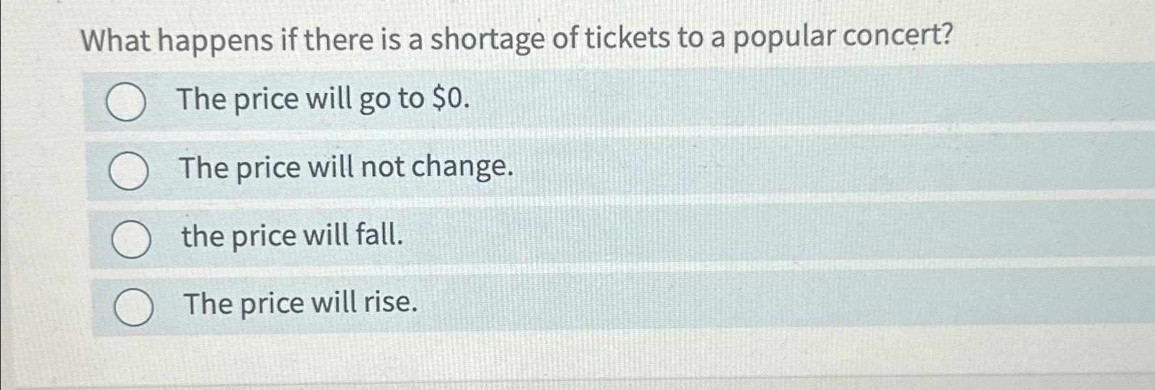 Solved What happens if there is a shortage of tickets to a | Chegg.com