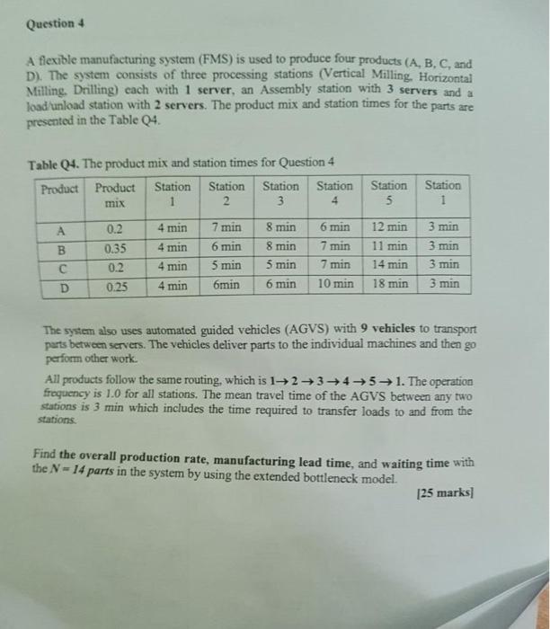 Solved A fiexible manufacturing system (FMS) is used to | Chegg.com