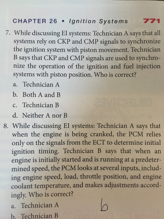 Solved CHAPTER 26. Ignition Systems 771 7. While discussing | Chegg.com