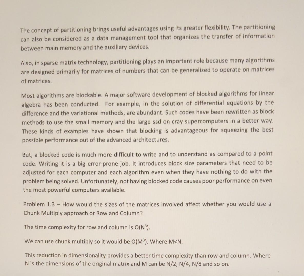 Solved Problem 1 - Chunk Matrix Multiply - Consider the | Chegg.com