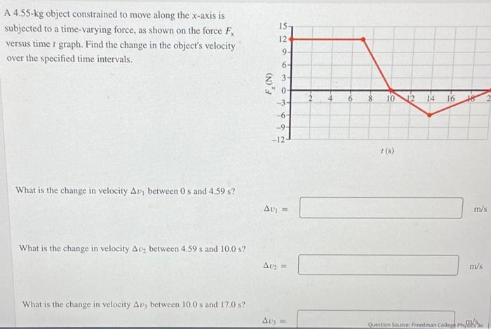 Solved A 4.55-kg object constrained to move along the x-axis | Chegg.com