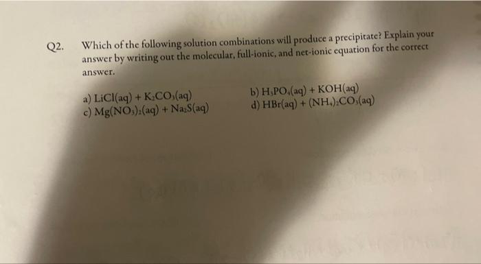 Solved 22. Which of the following solution combinations will | Chegg.com