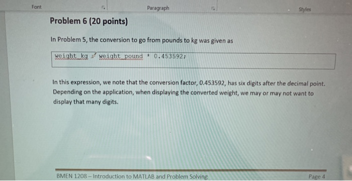 Solved Font Paragraph Styles Problem 6 (20 points) In | Chegg.com