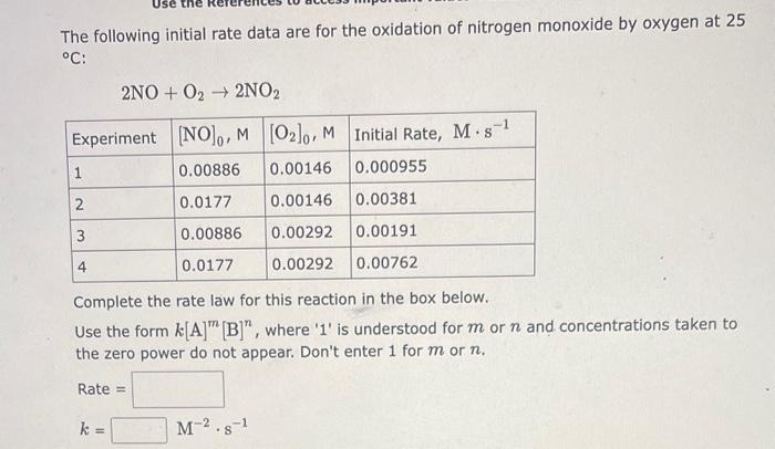 Solved The following initial rate data are for the oxidation | Chegg.com