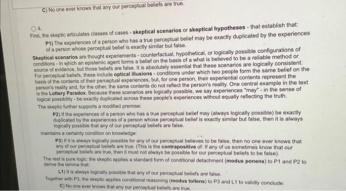 L1) It is always logically possible that any of our | Chegg.com