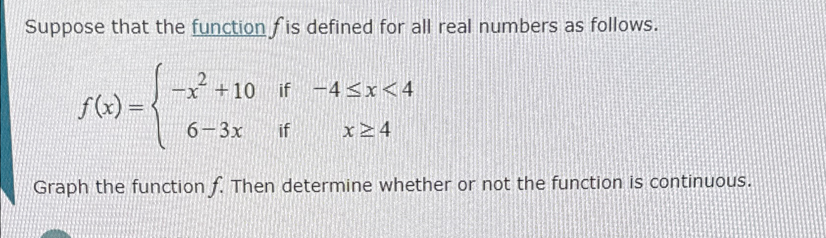 Solved Suppose that the function f ﻿is defined for all real | Chegg.com