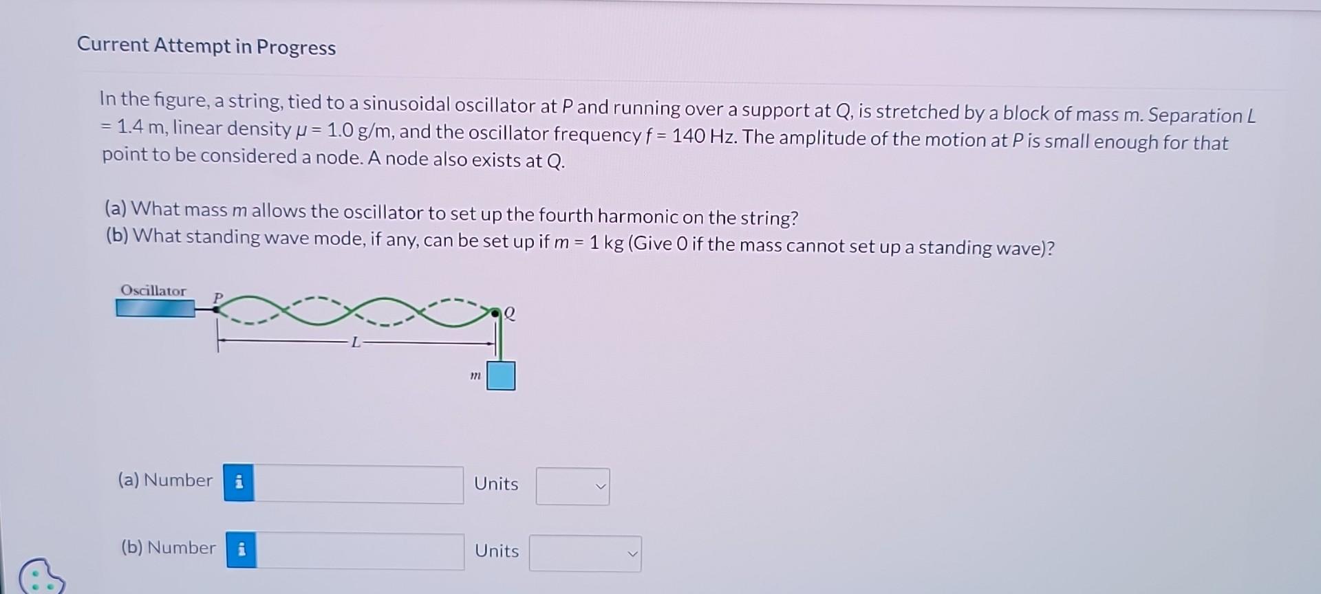 Solved In the figure, a string, tied to a sinusoidal | Chegg.com