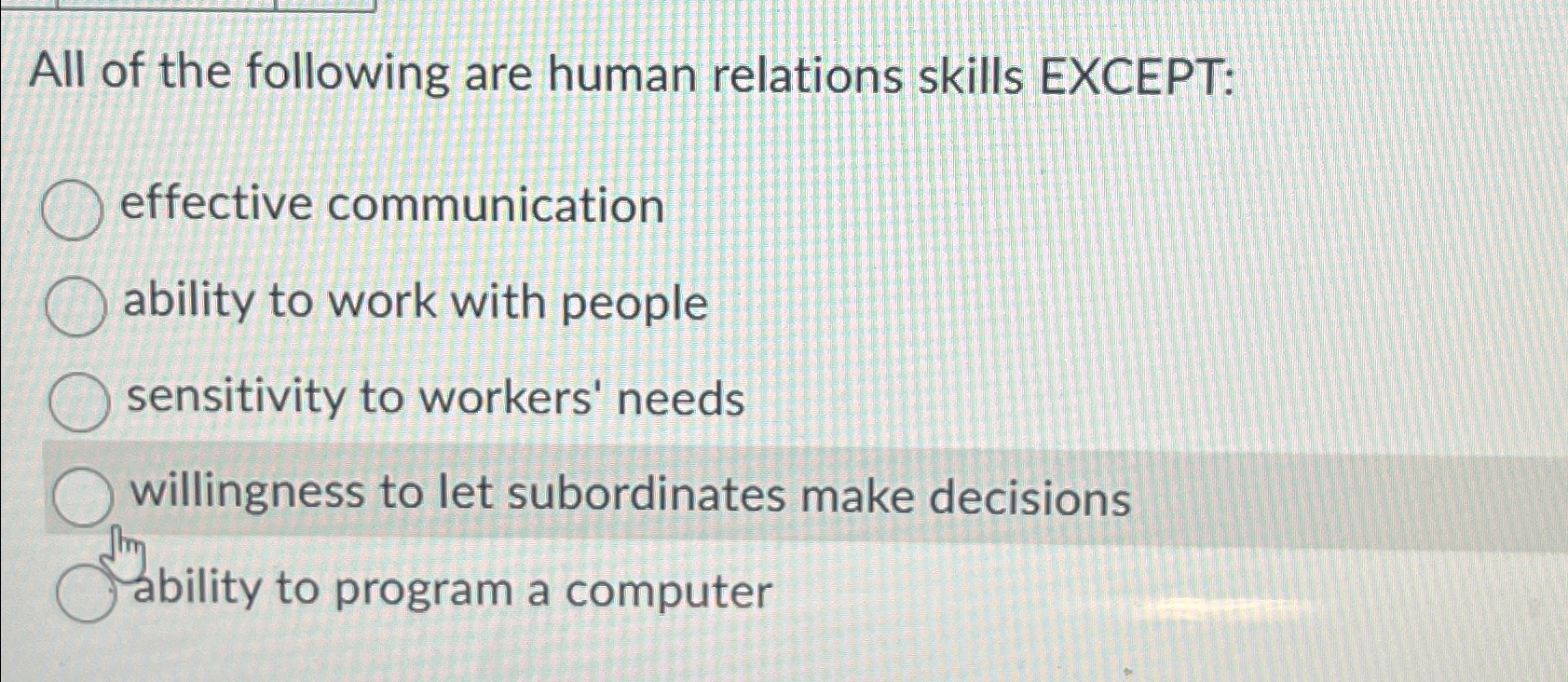 Solved All Of The Following Are Human Relations Skills 