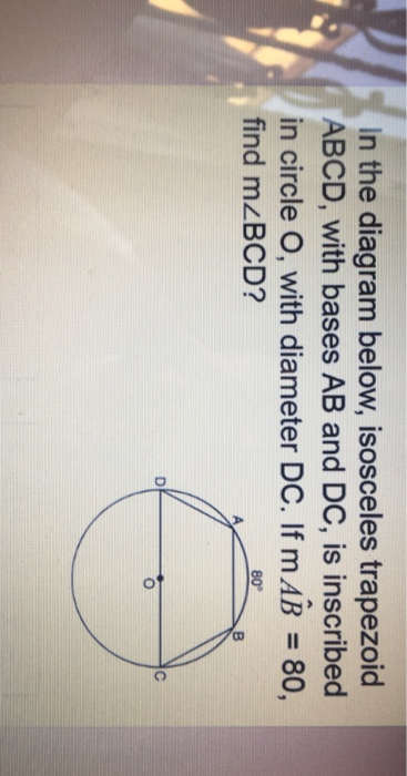 Solved In the diagram below, isosceles trapezoid ABCD, with | Chegg.com