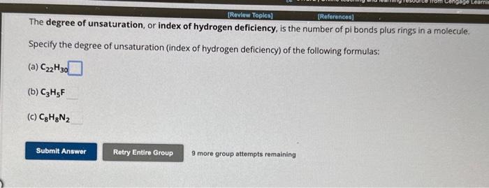 Solved The degree of unsaturation, or index of hydrogen | Chegg.com