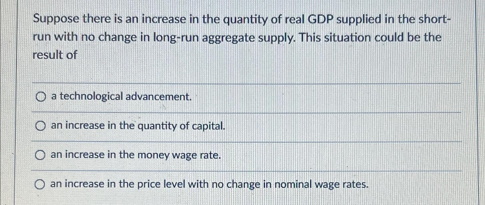 Solved Suppose there is an increase in the quantity of real | Chegg.com