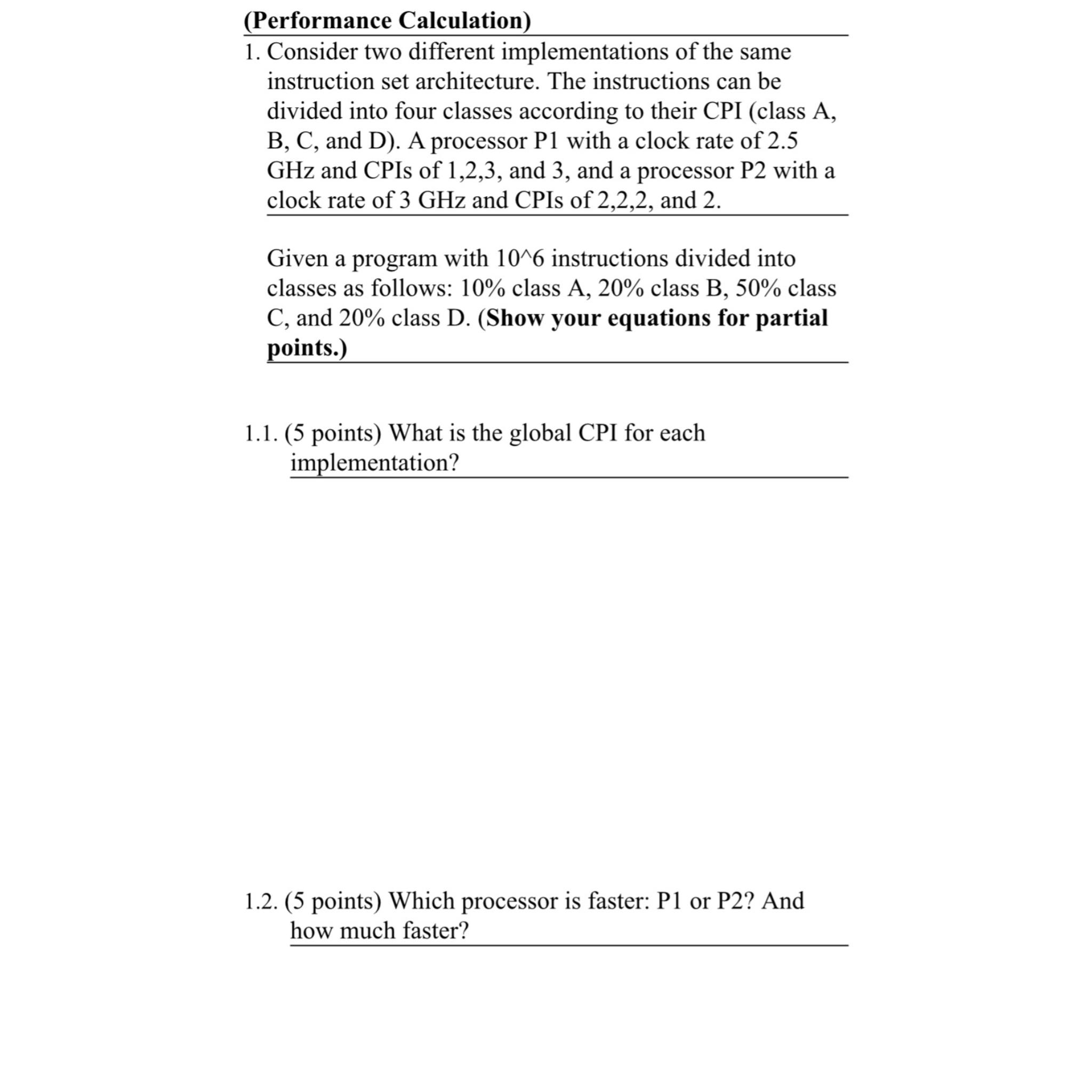 Solved (Performance Calculation)Consider two different | Chegg.com
