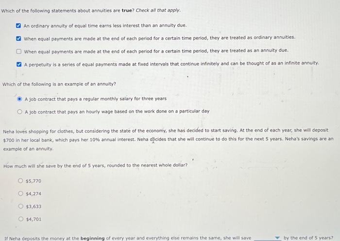 Solved Which of the following statements about annuities are | Chegg.com