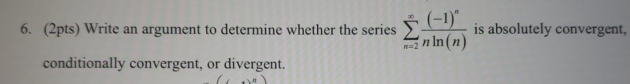Solved (2pts) ﻿Write an argument to determine whether the | Chegg.com