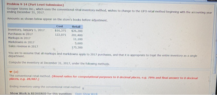 Solved Problem 9-14 (Part Level Submission) Grouper Stores | Chegg.com
