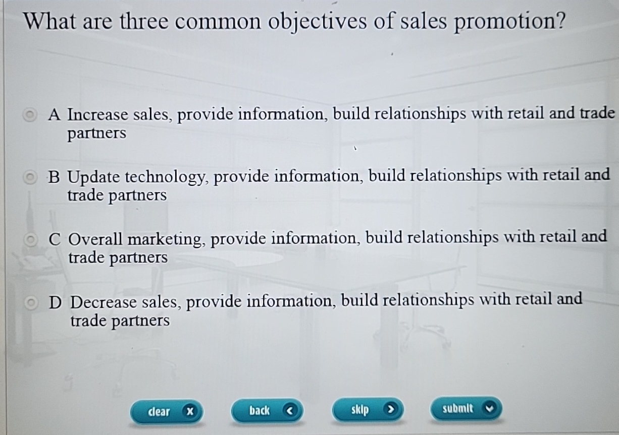 Solved What are three common objectives of sales promotion?A | Chegg.com