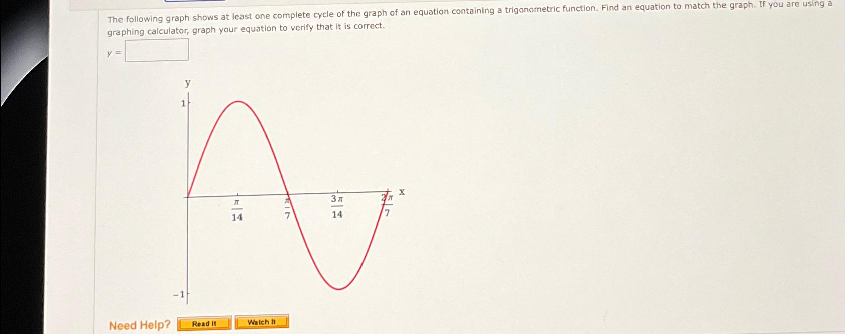 Solved graphing calculator, graph your equation to verify | Chegg.com