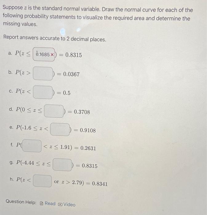 Solved Suppose z is the standard normal variable. Draw the | Chegg.com