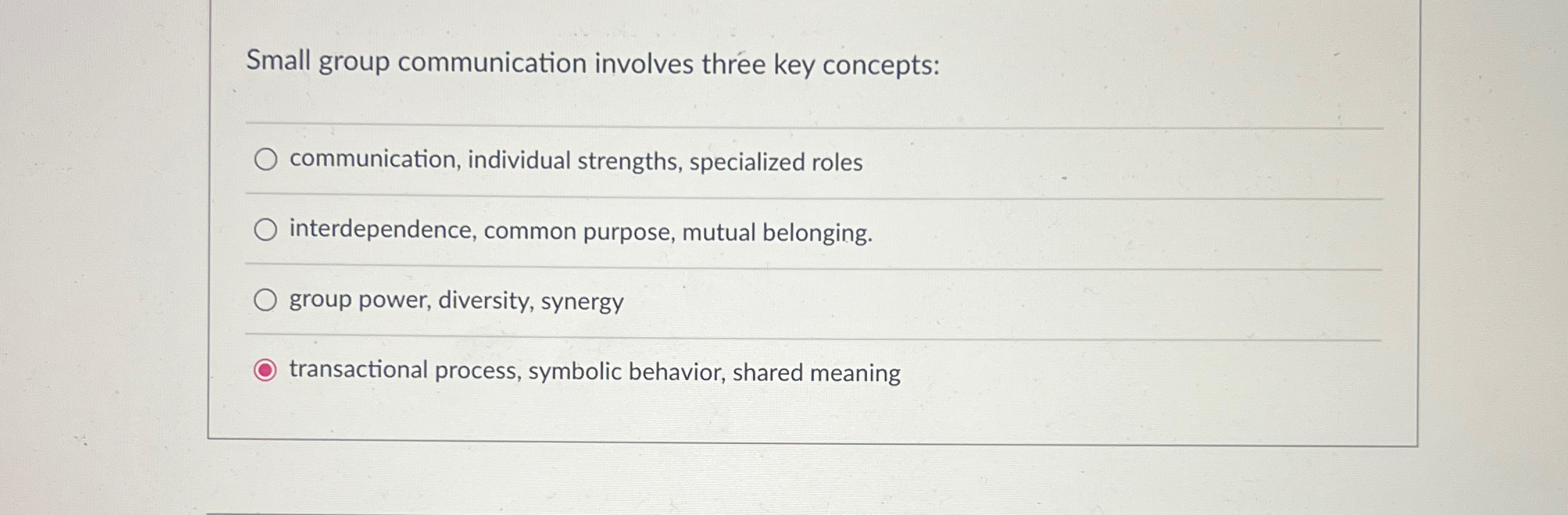Solved Small group communication involves three key | Chegg.com