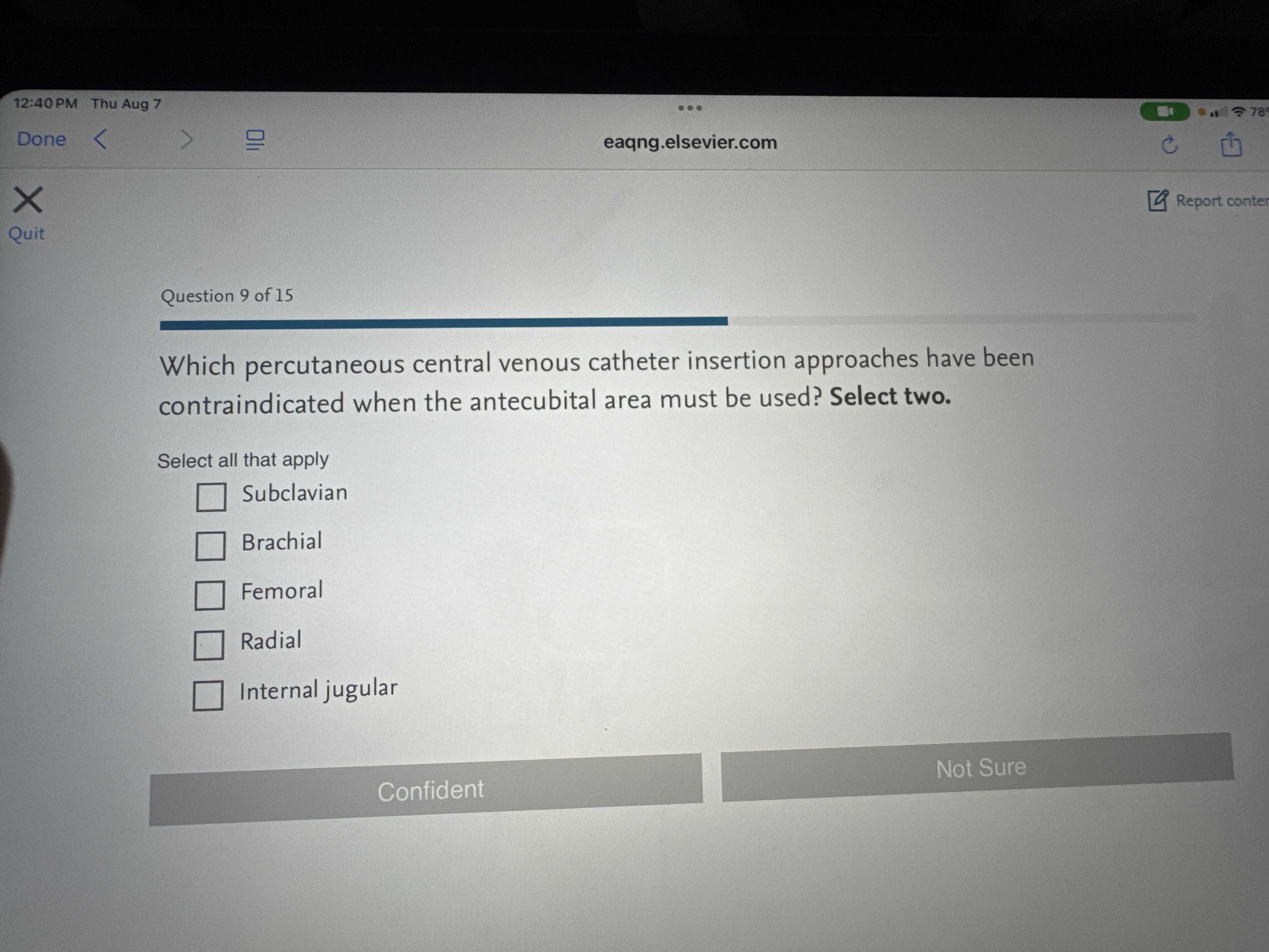 Solved Which percutaneous central venous catheter insertion | Chegg.com