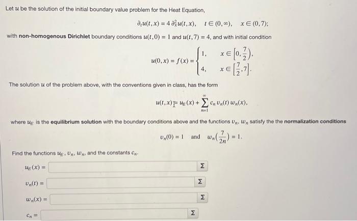 Solved Let U Be The Solution Of The Initial Boundary Value