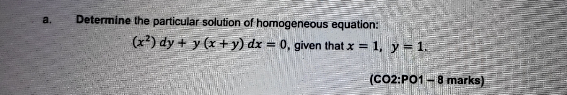 Solved a. ﻿Determine the particular solution of homogeneous | Chegg.com