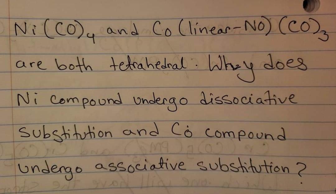 Solved Ni(CO)4 and CoO( linear-NO) (CO)3 are both | Chegg.com