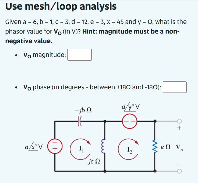 Solved Use mesh/loop analysisGiven | Chegg.com