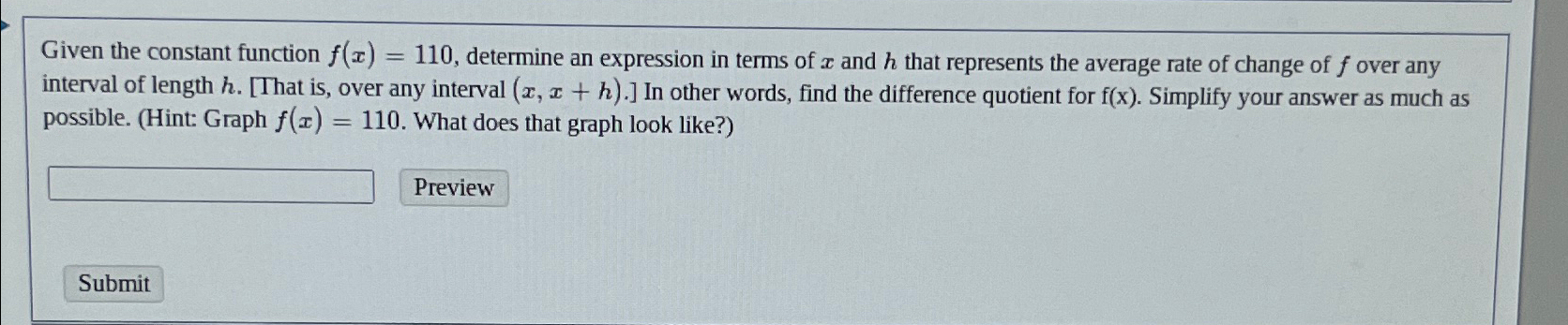Solved Given the constant function f(x)=110, ﻿determine an | Chegg.com