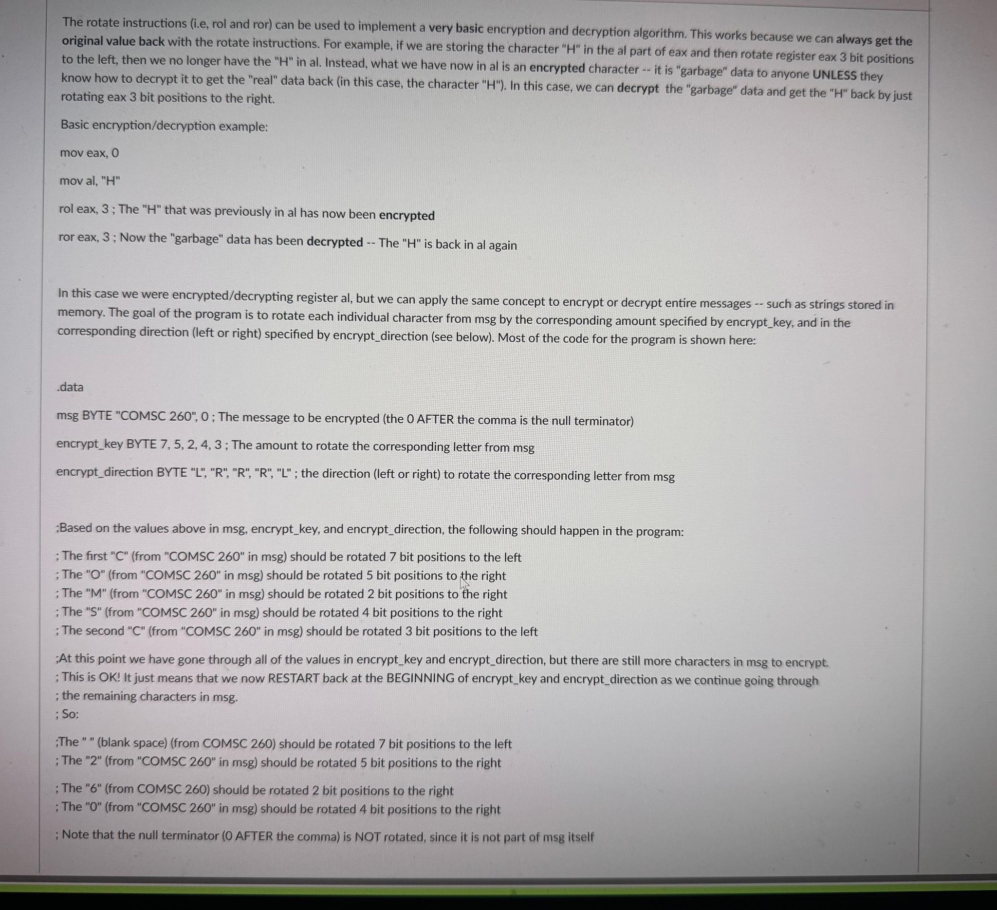 Solved The rotate instructions (i.e, ﻿rol and ror) ﻿can be | Chegg.com