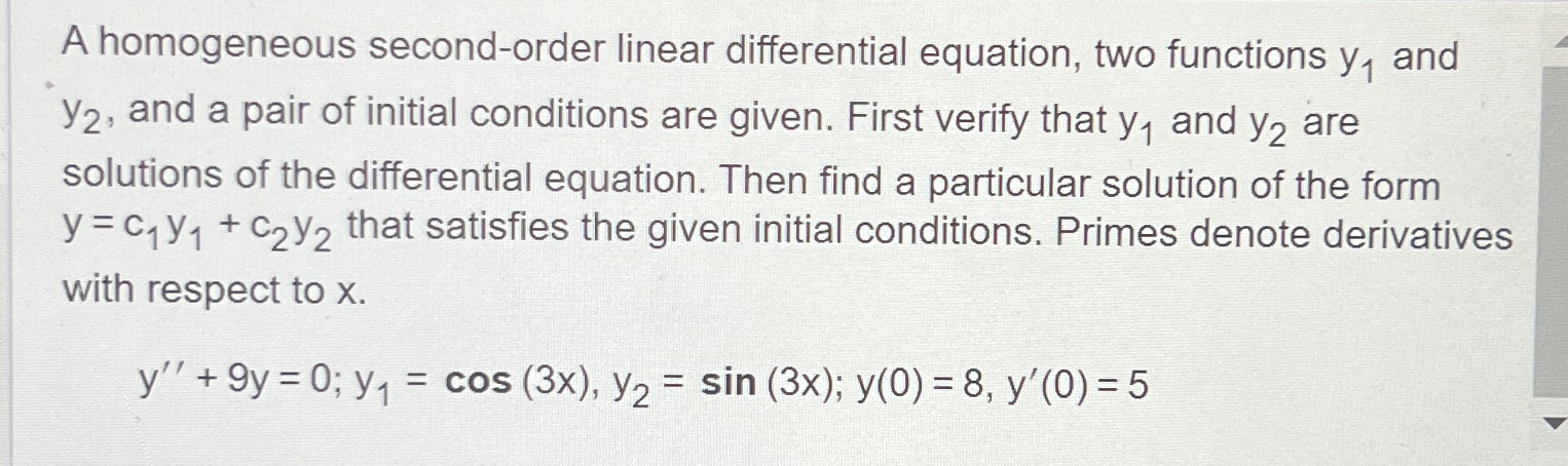 Solved A homogeneous second-order linear differential | Chegg.com