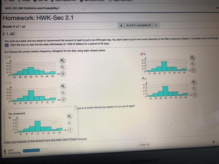 MTH 101_005 Statistics and Probability 1 Homework: | Chegg.com