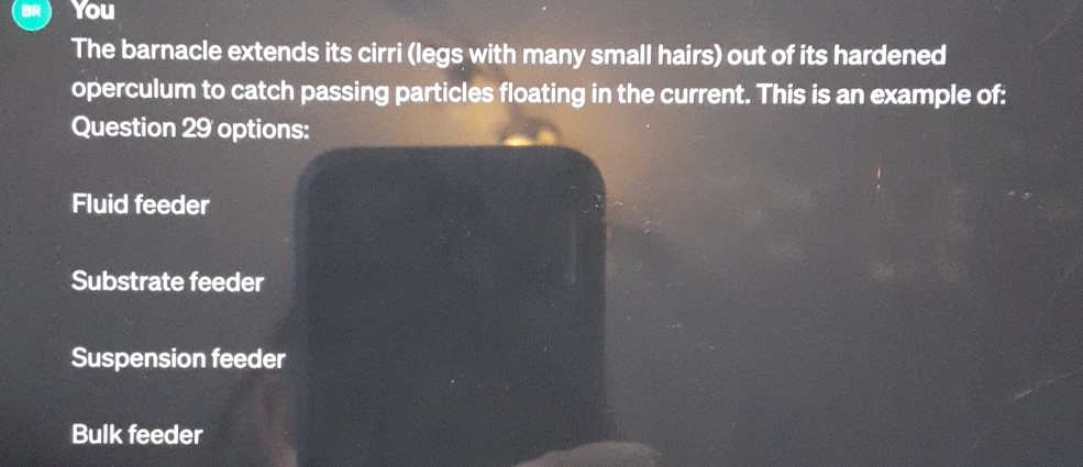 Solved YouThe barnacle extends its cirri (legs with many | Chegg.com