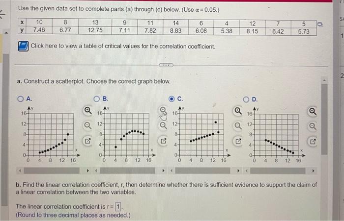 Solved Use the given data set to complete parts (a) through | Chegg.com