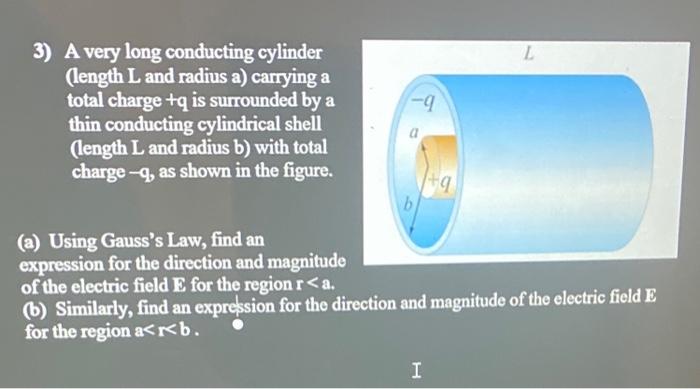 Solved 3) A very long conducting cylinder (length L and | Chegg.com