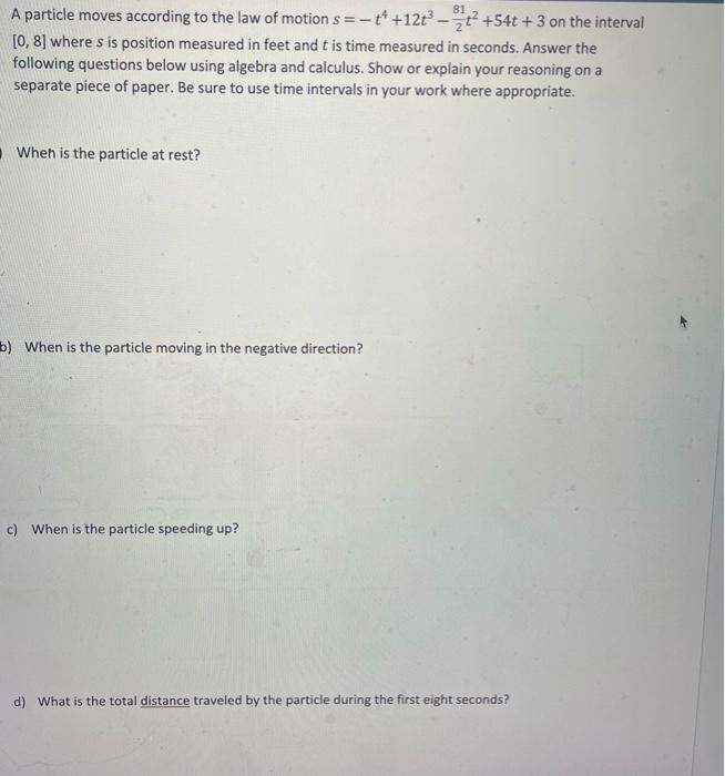 Solved A particle moves according to the law of motion | Chegg.com