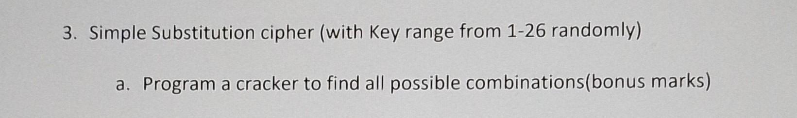 3. Simple Substitution cipher (with Key range from | Chegg.com