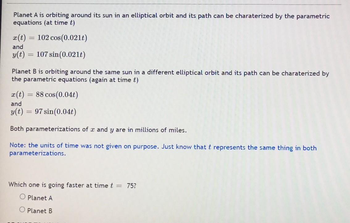 Solved Planet A is orbiting around its sun in an elliptical | Chegg.com